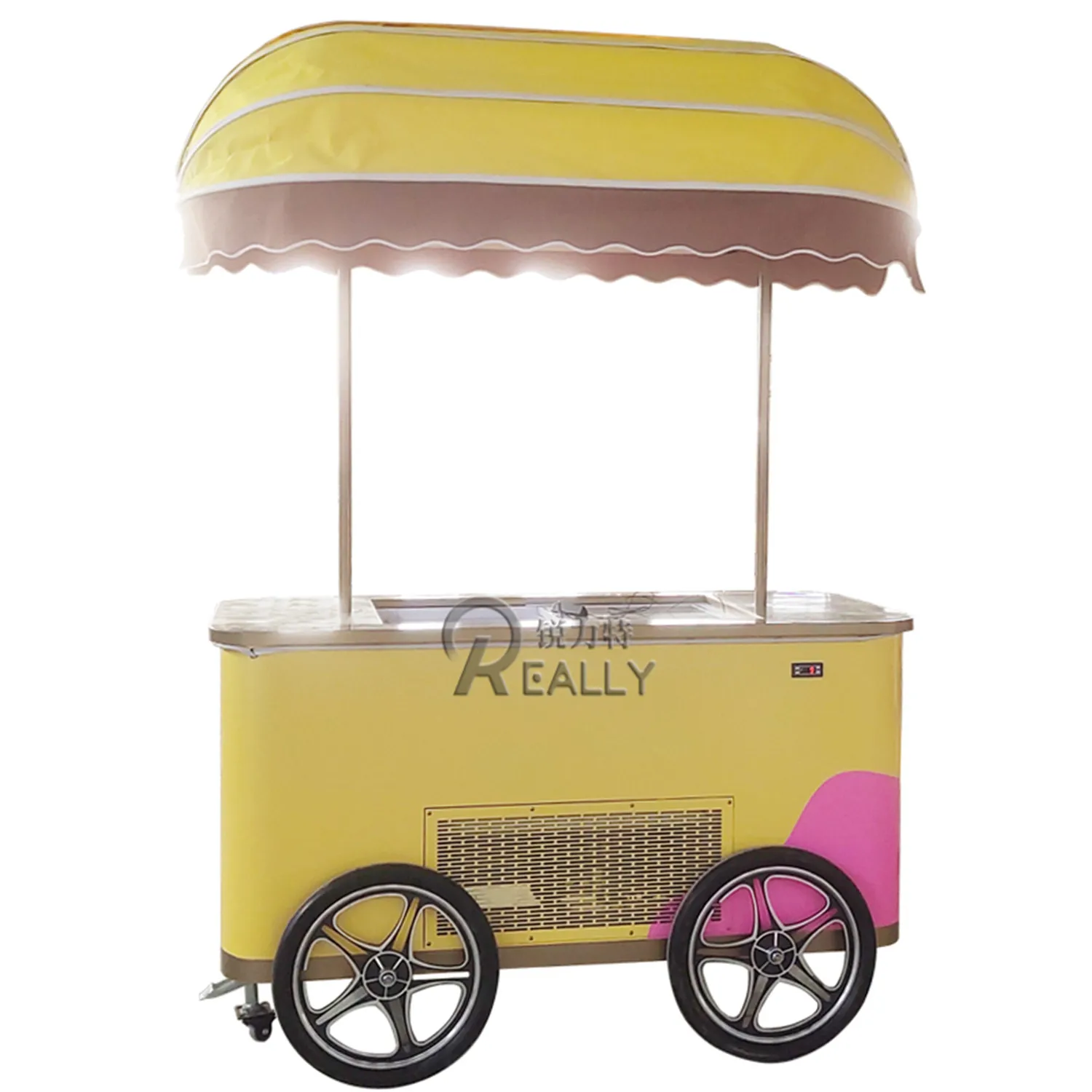 New-Yellow-Freezer-Cart-Color-Customizable-Ice-Cream-Cold-Drink-Display ...