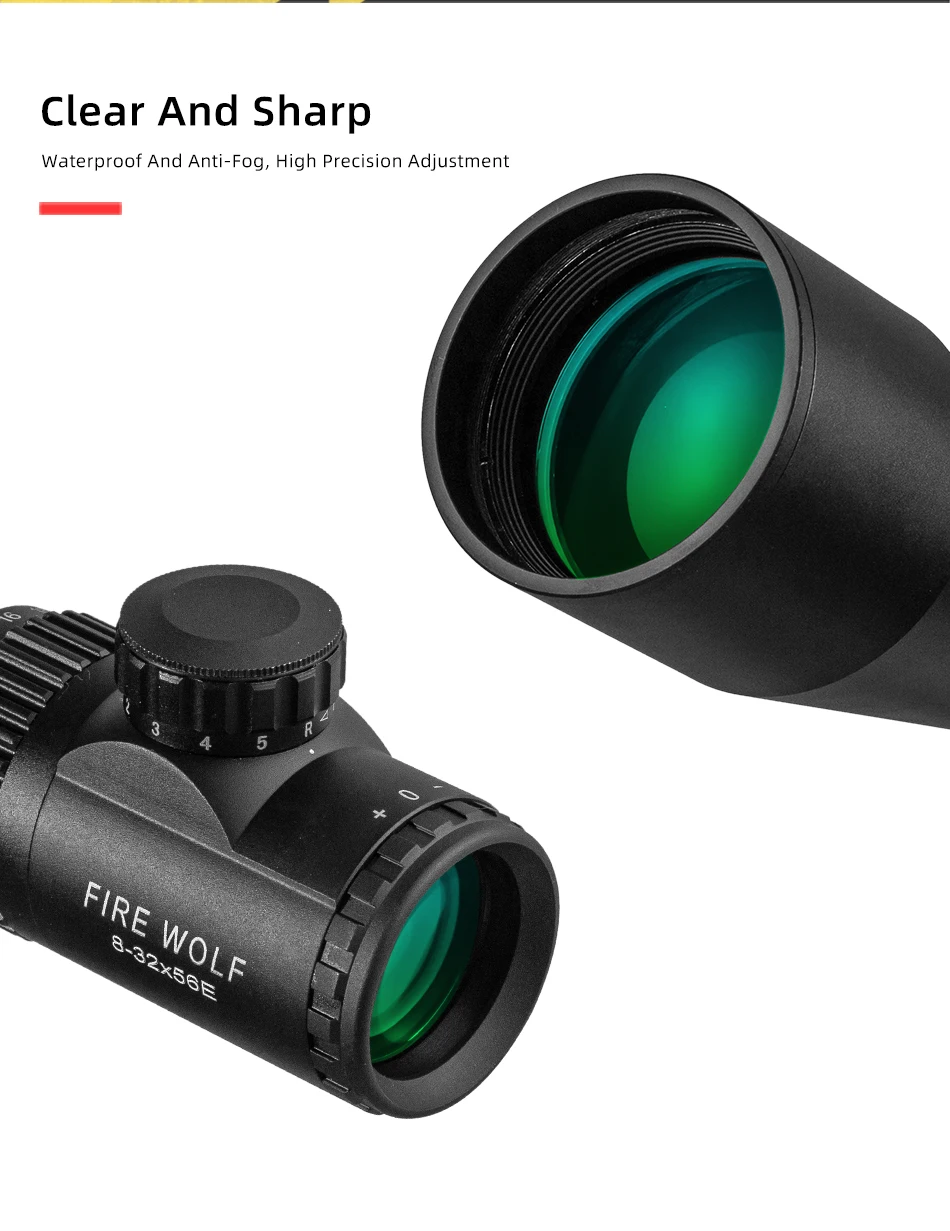 Tactical 8-32X56E Air Rifle Optics Red Dot Green Sniper Scope Compact ...