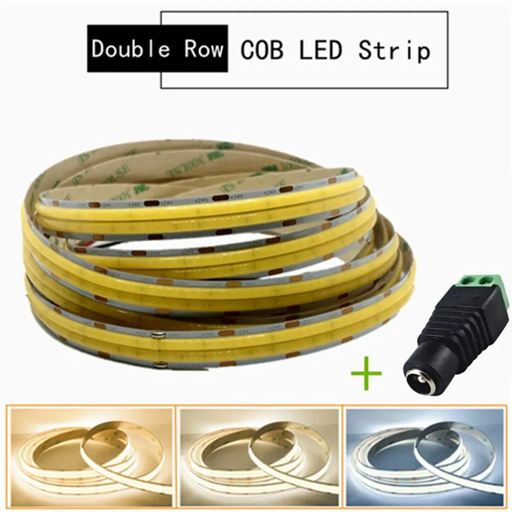 Double-Row-COB-LED-Strip-DC24V-Super-Bright-High-Density-600LED-m ...