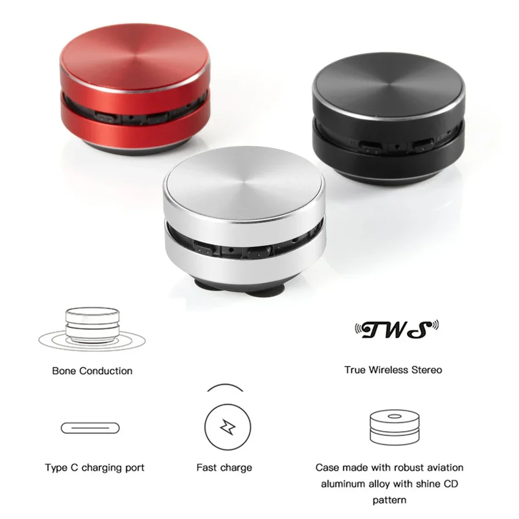 Mini Portable Metal Bone Conduction Bluetooth Speaker Vibration Stereo ...