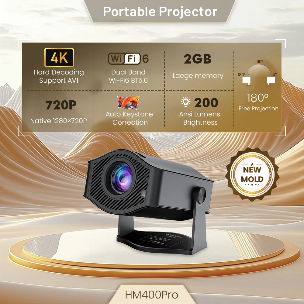 Android 11 HM400 Pro Projector Light Source LED Display Large Screen ...