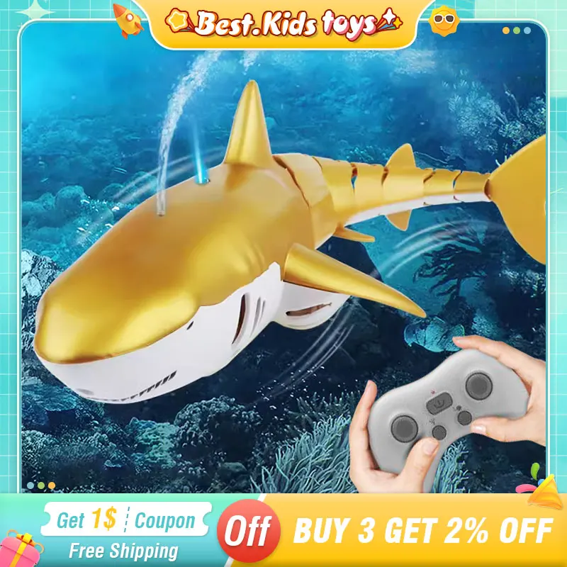 2-4G-RC-Shark-Upgrade-Spray-Water-Simulation-Remote-Control-Animals ...