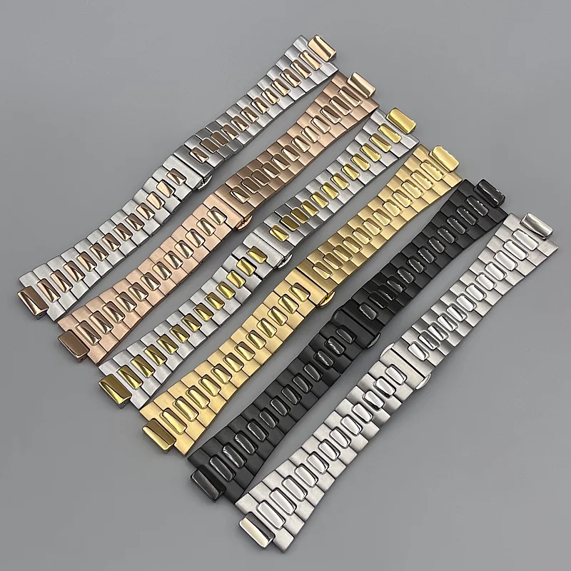 25*13mm Stainless Steel Watch Strap Bracelet Metal With Folding Clasp ...