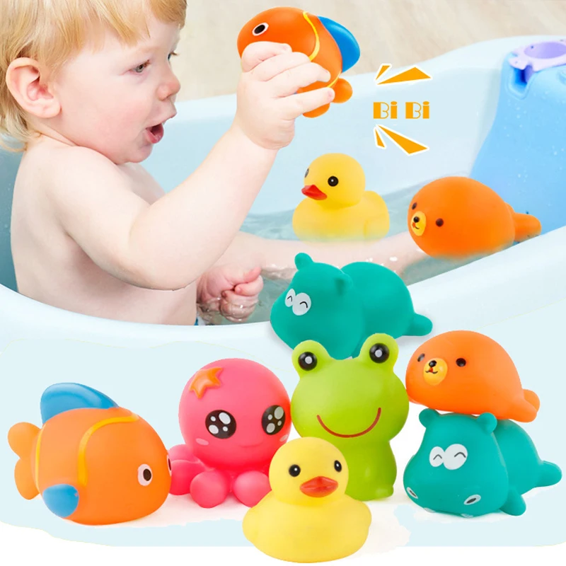 Baby-Toys-Cute-Animals-Bath-Toys-Colorful-Soft-Rubber-Ducks-Float ...