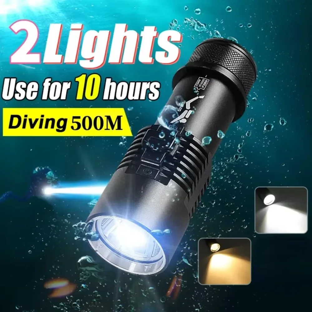 Professional LED Diving Flashlight Tactical Torch IPX8 Waterproof ...