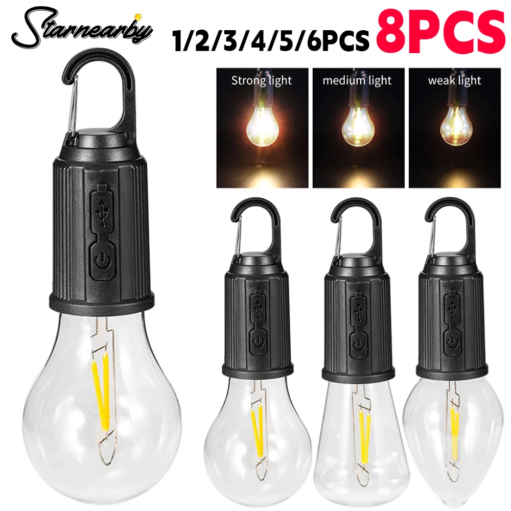 1-6PCS-LED-Camping-Lantern-with-Hook-Portable-Camping-Light-Type-C ...
