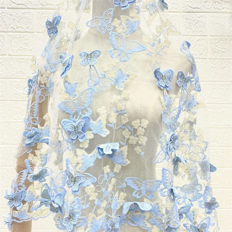 3D-Butterfly-Floral-Embroidery-Fabric-Lace-Mesh-Voile-Clothes-Dress ...