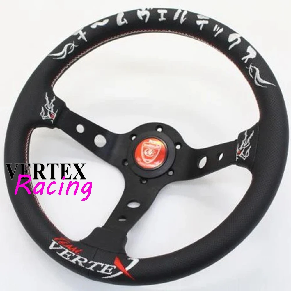 13Inch-330MM-Universal-Rally-Drift-Racing-Vertex-Steering-Wheel-JDM-Deep-Corn-Sport-Game-Leather ...