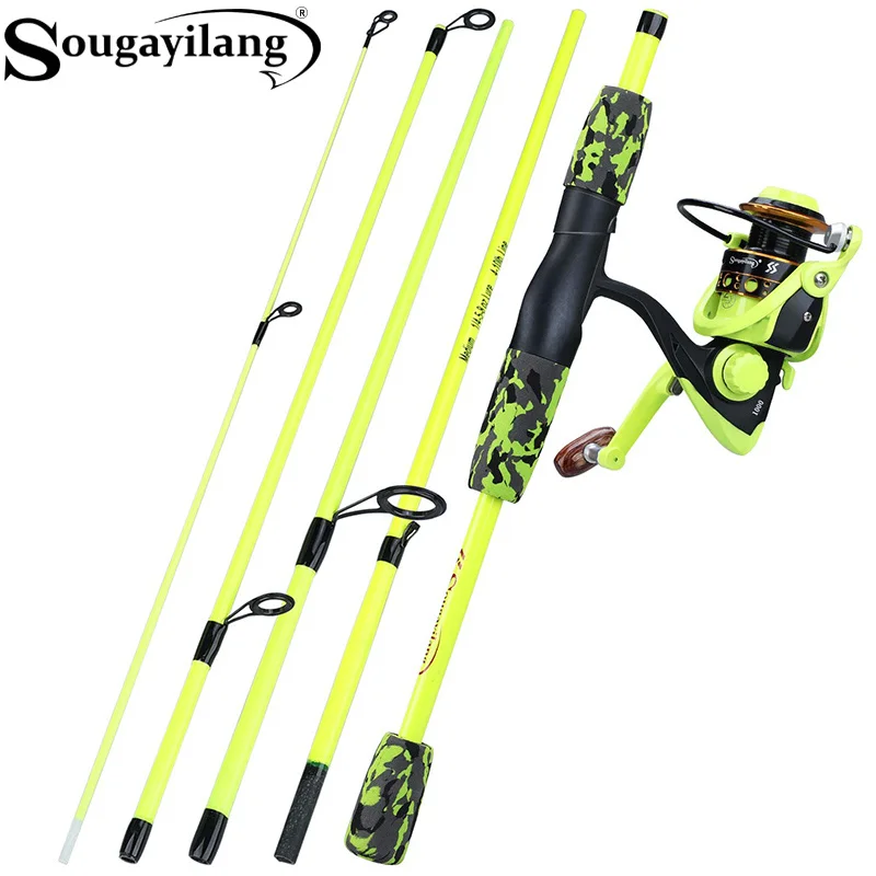 Sougayilang-Portable-5-Section-Red-yellow-Fishing-Rod-Combo-170cm ...