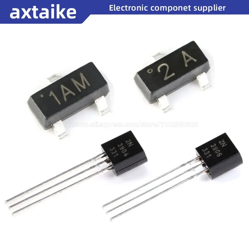 100pcs 2n3904 2n3906 To-92 Mmbt3904 1am Mmbt3906 2a Sot-23 Npn Pnp 40v ...
