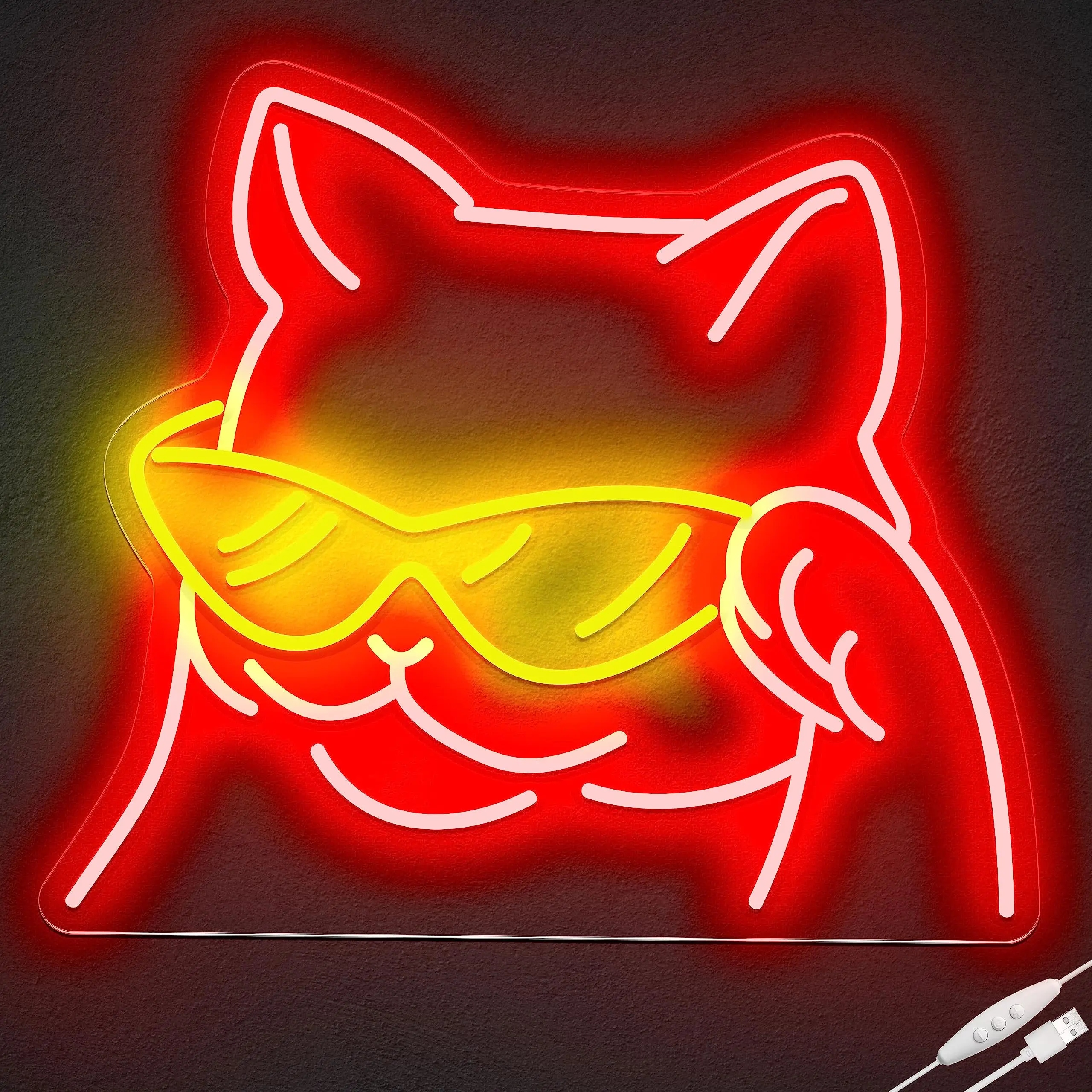 Cool-Cat-Neon-Sign-for-Wall-Decor-Smiling-Cat-with-Glasses-LED-Neon ...