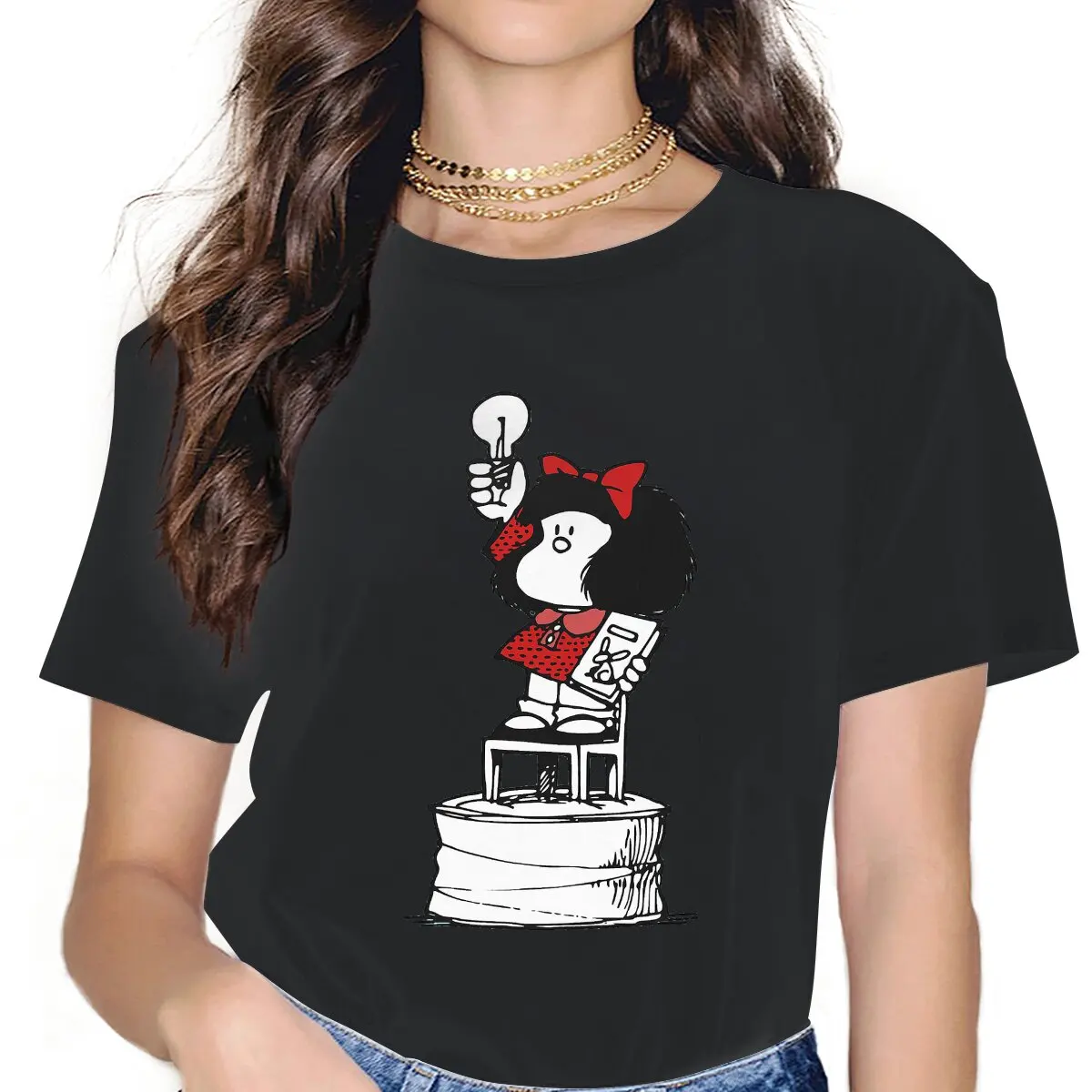 Women's Freedom Fitted T Shirt Mafalda Cartoon Cotton Clothes Humor ...