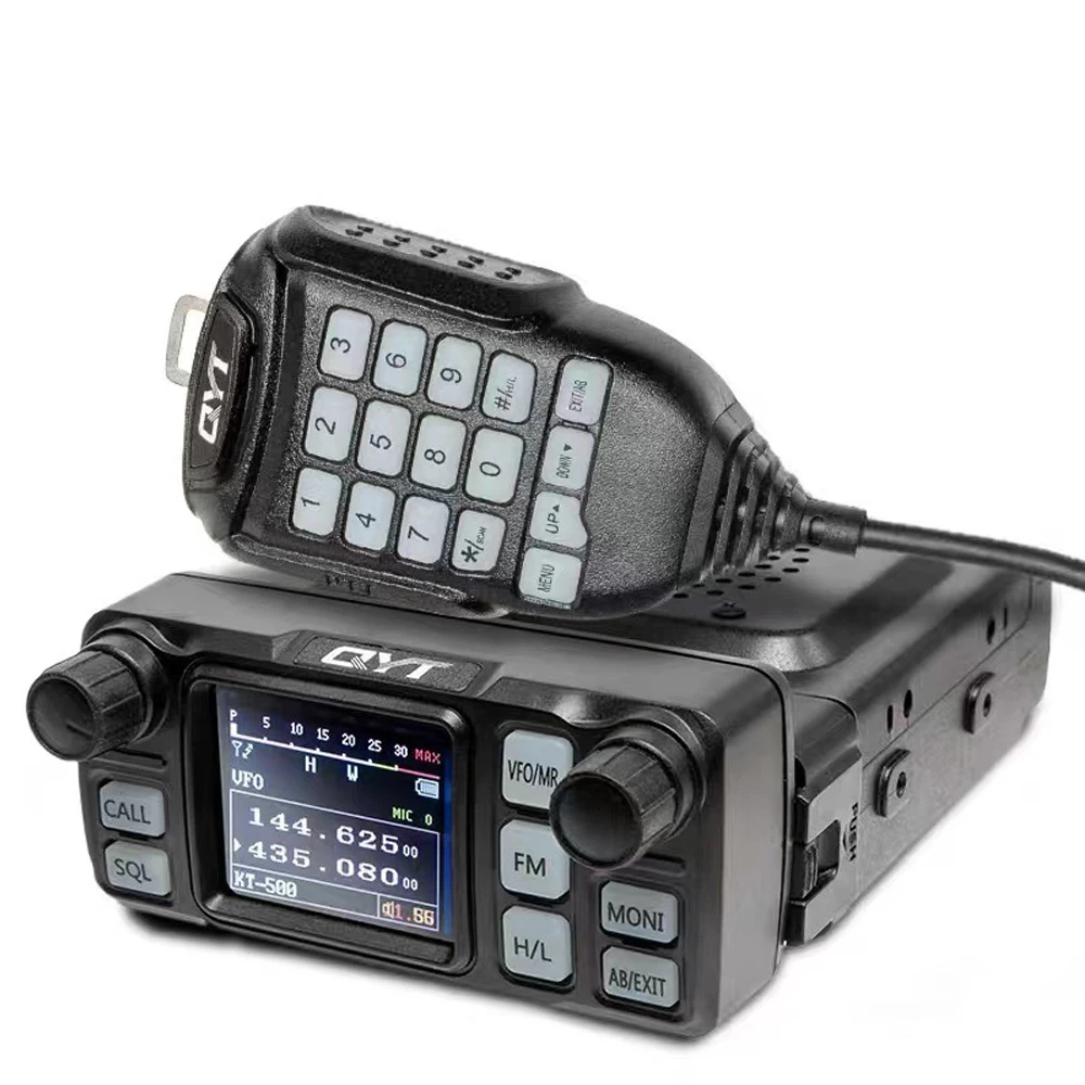 QYT KT-5000 자동차 라디오 분리형 패널, VHF UHF 듀얼 밴드 VOX 미니 컬러 FM 모바일 워키토키, 25W, 10km