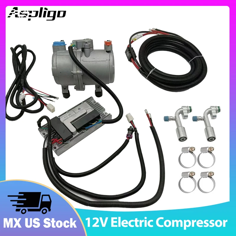 12V-Electric-Air-Conditioning-Compressor-Set-Air-Conditioner-Compressor ...