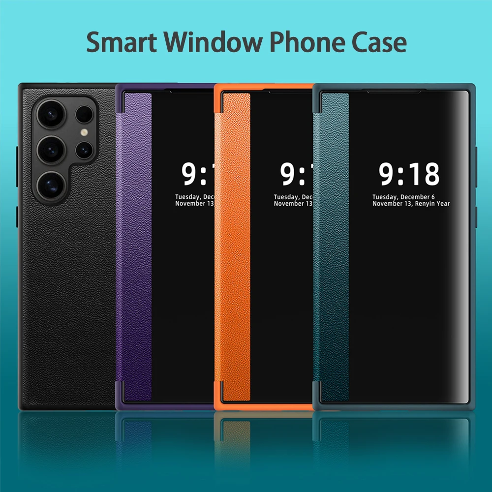 Smart-Wake-up-View-Window-Flip-Case-para-Samsung-Galaxy-S24-S23-Ultra ...
