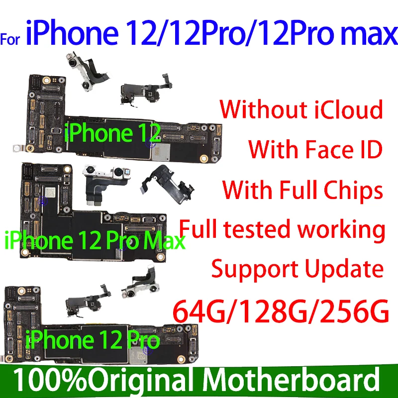 Free Icloud Original For Iphone 12 Motherboard With Face Id 512gb 256gb ...