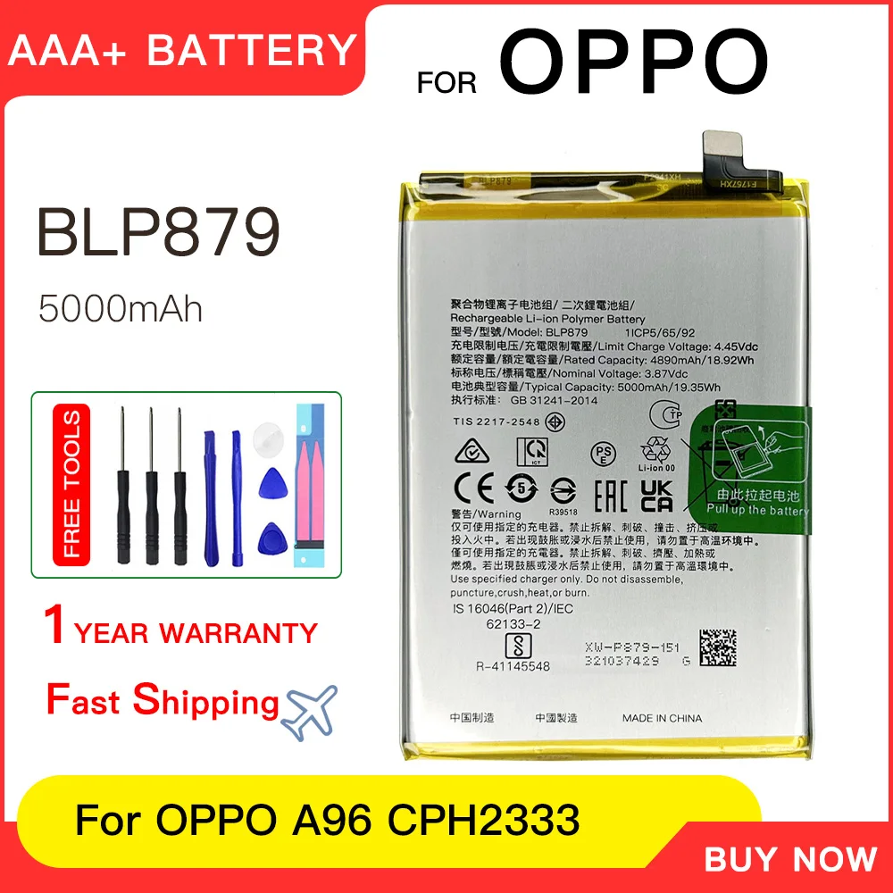Genuine replacement Battery 5000mAh BLP879 For OPPO OPPO A96/ CPH2333 ...