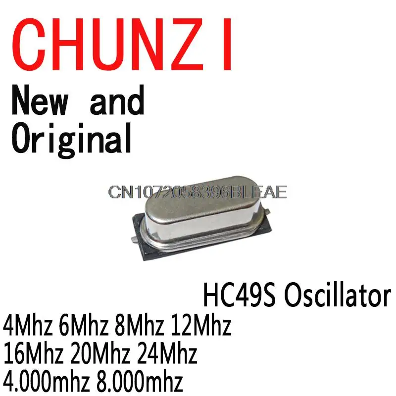 20 piezas-Nuevo resonador de cristal de cuarzo SMD, oscilador pasivo HC49S, 4Mhz, 6Mhz, 8Mhz ...
