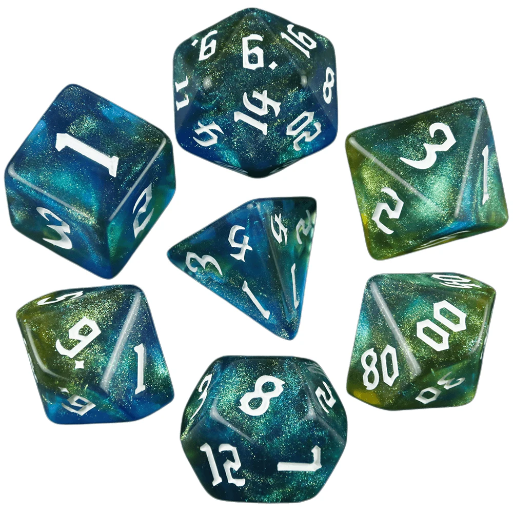 7-Pcs-of-New-Double-Colors-Dice-Polyhedral-Gold-Font-Digital-Dices-Kit ...