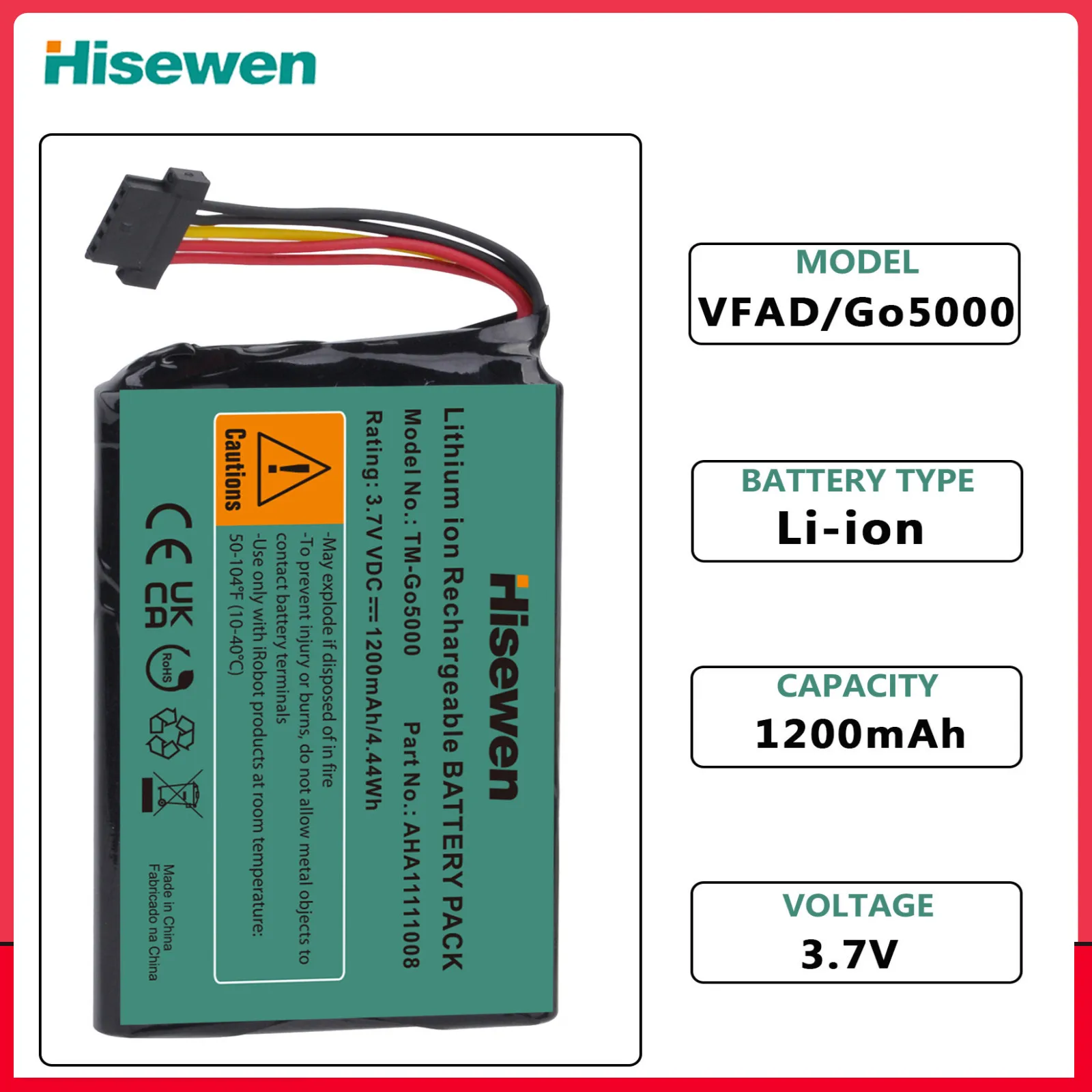 VFAD Battery for Tomtom Go5000 Go5100 GO6100 4FL60 4FL50 Go 6000 Pro ...
