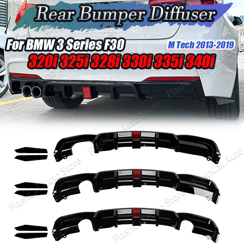 F30-M-Sport-Dual-Exhaust-Black-Lip-Splitters-Valance-Spoiler-For-BMW ...