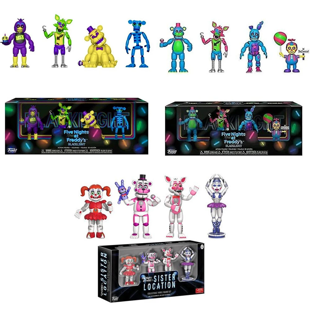 4pcs/set New Freddy Anime Action Figures Chica Bonnie Foxy Toy Fazbear ...