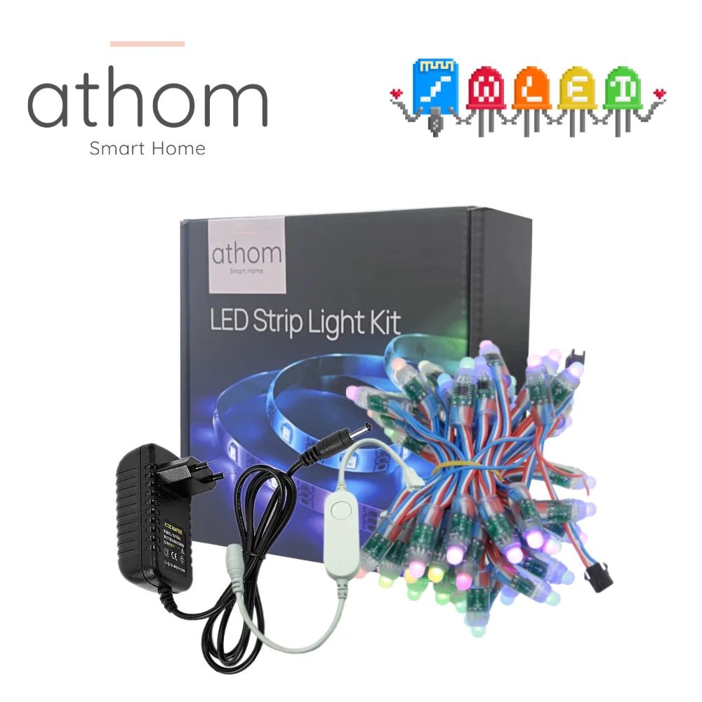 Athom WLED Starter Kit WS2812B 5M 10 led/m ESP8285 Addressable LED ...