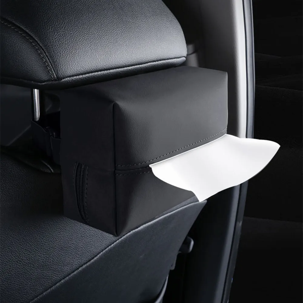 Car Tissue Box Holder Nappa Leather Car Center Console Armrest Napkin ...