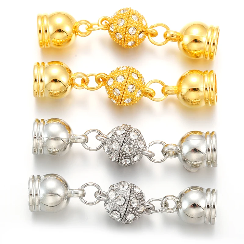 5Set Round Magnet Connected Clasps Beads Rhinestone Charms Pendant DIY ...