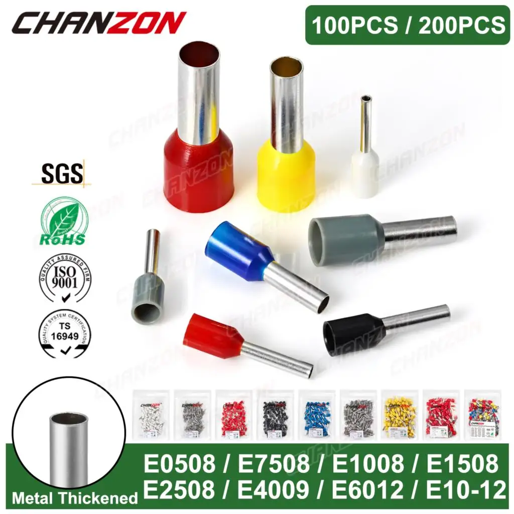 100-200Pcs-E0508-E7508-E1008-E1508-E2508-Insulated-Ferrule-Tubular ...