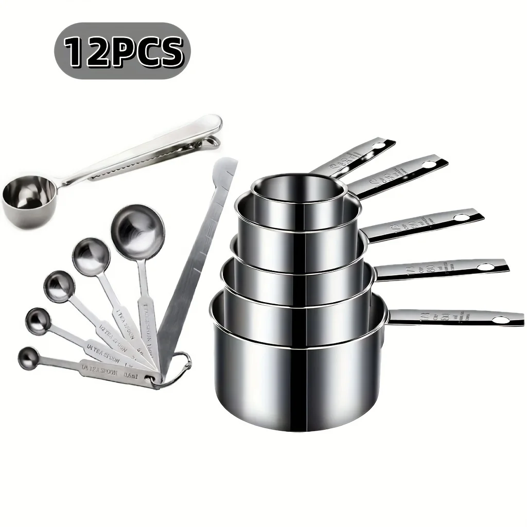 12-Piece-Measuring-Cup-and-Spoon-Set-Stainless-Steel-Measuring-Cup-Set ...