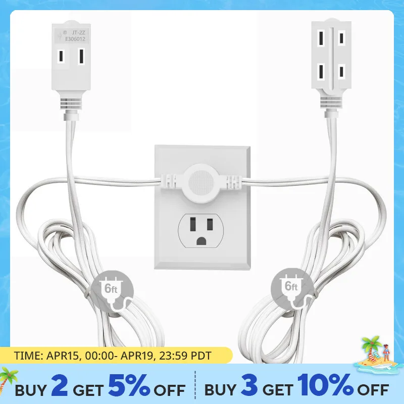 Twin-Extension-Cord-Power-Strip-12-FT-Double-Extension-Cord-Splitter-6 ...
