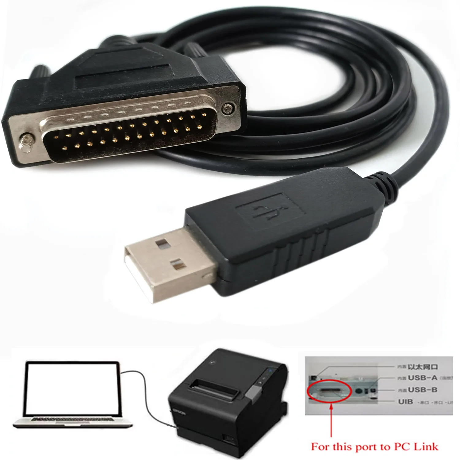 USB-to-DB-25pin-RS232-Serial-for-Epson-TM-T88III-25pin-Thermal-Receipt ...