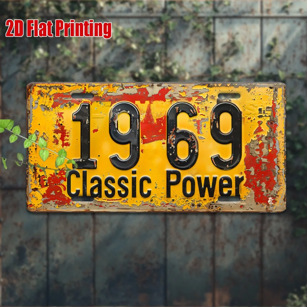 11.8x5.9" 2D Flat Vintage 1969 Classic Power Metal License Plate ...