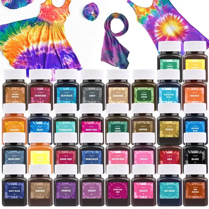30-50ml-34-Colors-Fabric-Tie-Dye-Powder-Old-Clothing-Refurbished ...