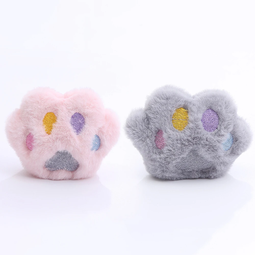 1pc Cute Paw-shaped Cat Plush Toy Coral Fleece Interactive Pet Chew ...