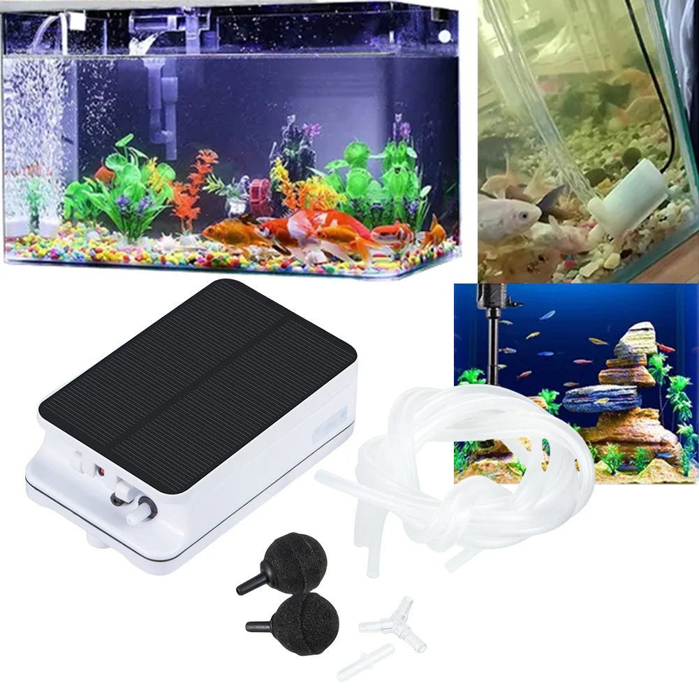 Solar Power Pond Fish Tank Oxygenator with Pipe Air Bubble Stones Solar ...