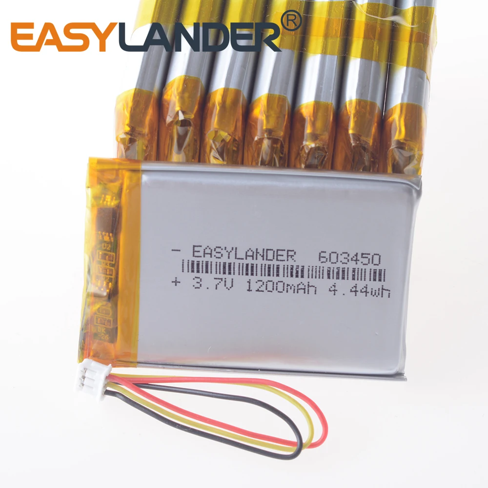 Silicone Wires 603450 3.7V 1200mAh Rechargeable li Polymer Li-ion ...