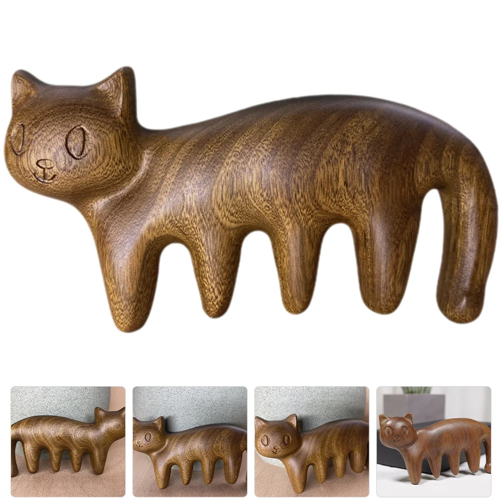 Cat-Shaped-Comb-Wood-Comb-Massager-Comb-Scalp-Caring-Comb-Acupoint ...