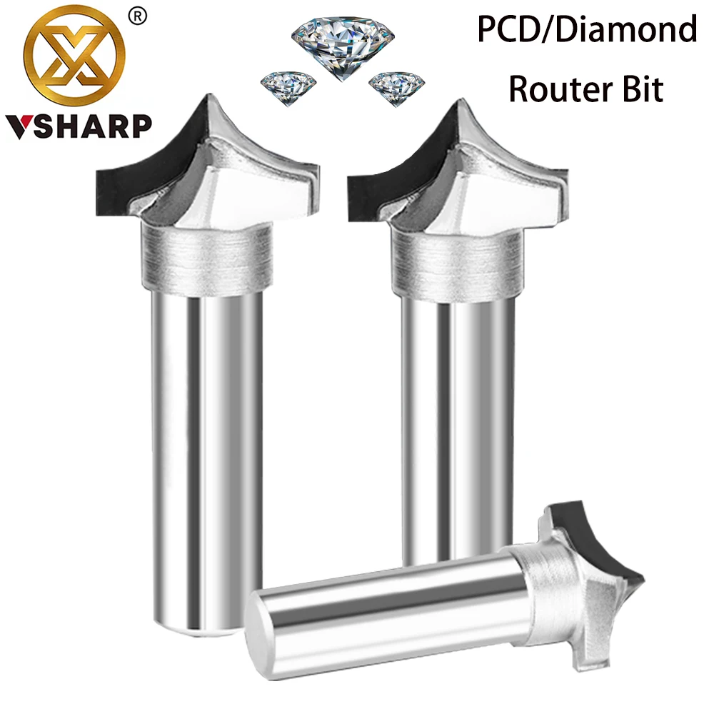 Vsharp-PCD-Point-Cutting-Round-Over-Bit-Diamond-Cutting-Cabinet-Door ...