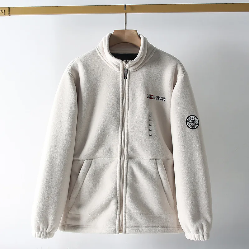 Winter-High-Quality-Polar-Fleece-Jacket-White-Green-Outwear-Outdoor ...