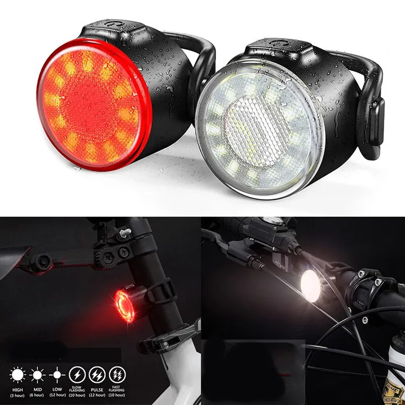 Rechargeable Bike Light Mini Warning Taillight LED COB Waterproof ...