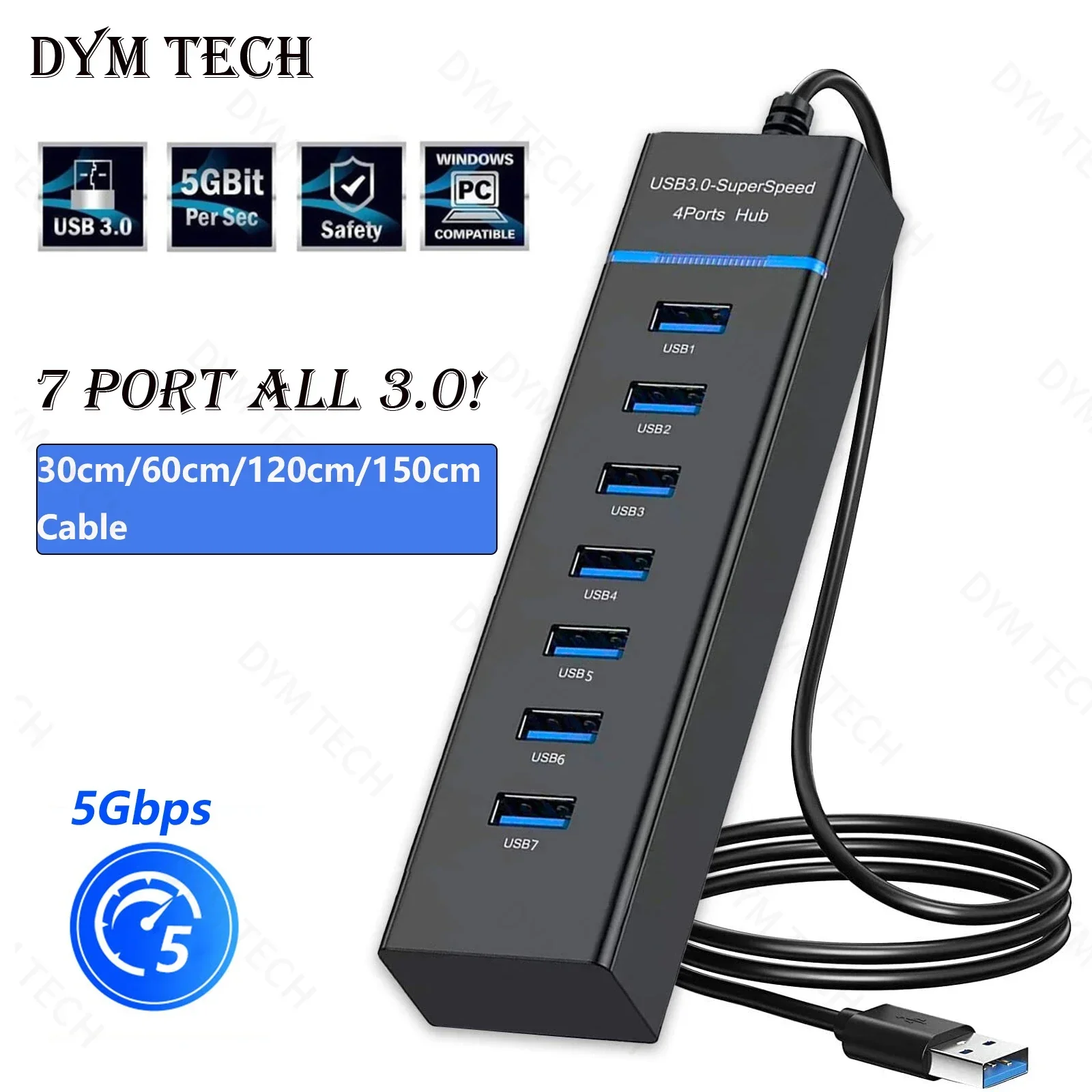 5Gbps-USB-Hub-3-0-Multiprise-USB-High-Speed-4-7-Port-USB-Splitter ...