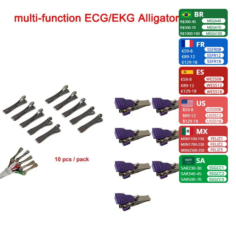 Veterinary-Vet-ECG-EKG-Electrode-Clip-Clamp-Universal-Connection-Snap ...