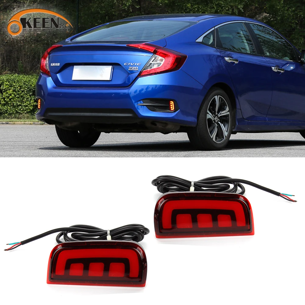 Okeen 2pcs Rear Bumper Light Suitable For Honda Civic 2016 Led ...