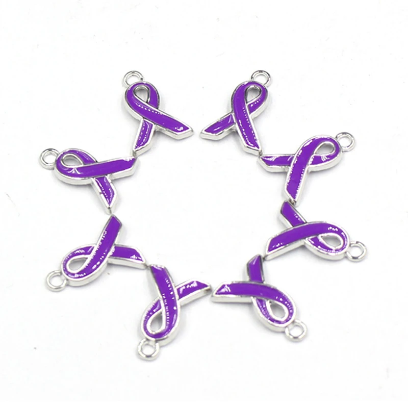 10pcs Purple Ribbon Charm Lupus Awareness Ribbon Pendant Charms for Bracelet Necklace Earrings ...