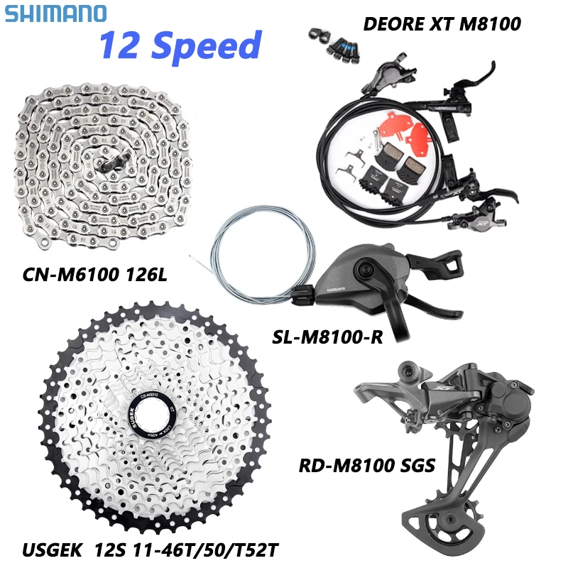 Shimano Deore XT M8100 1x12S Groupset 12S SL+RD XT M8100 Hydraulic ...