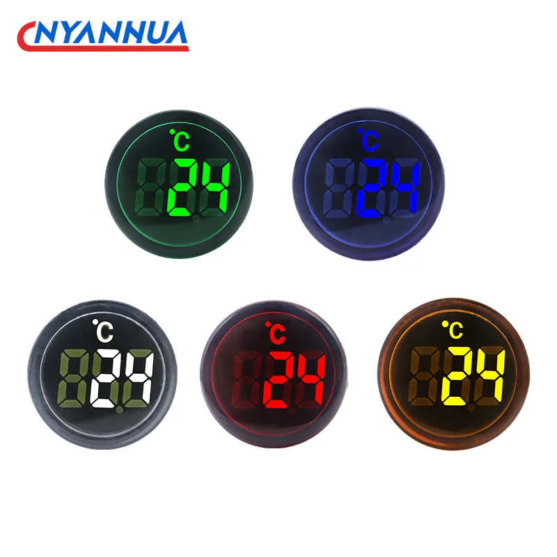 1PC Mini LED Indicator 22mm Round Digital Display Thermometer Meter-20 ...