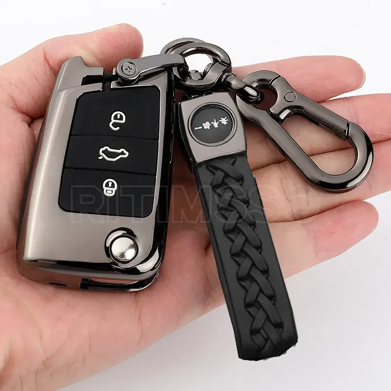 Alloy-Car-Flip-Key-Case-Cover-Shell-for-VW-Volkswagen-Golf-7-MK7-Tiguan ...
