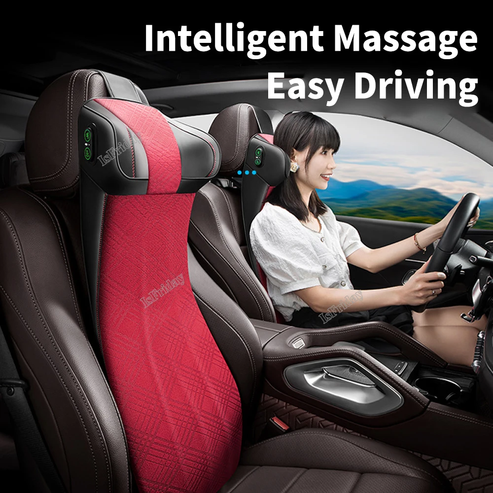 Car-Neck-Massage-Pillow-Lumbar-Support-Cushion-Auto-Seat-Travel-Relax ...